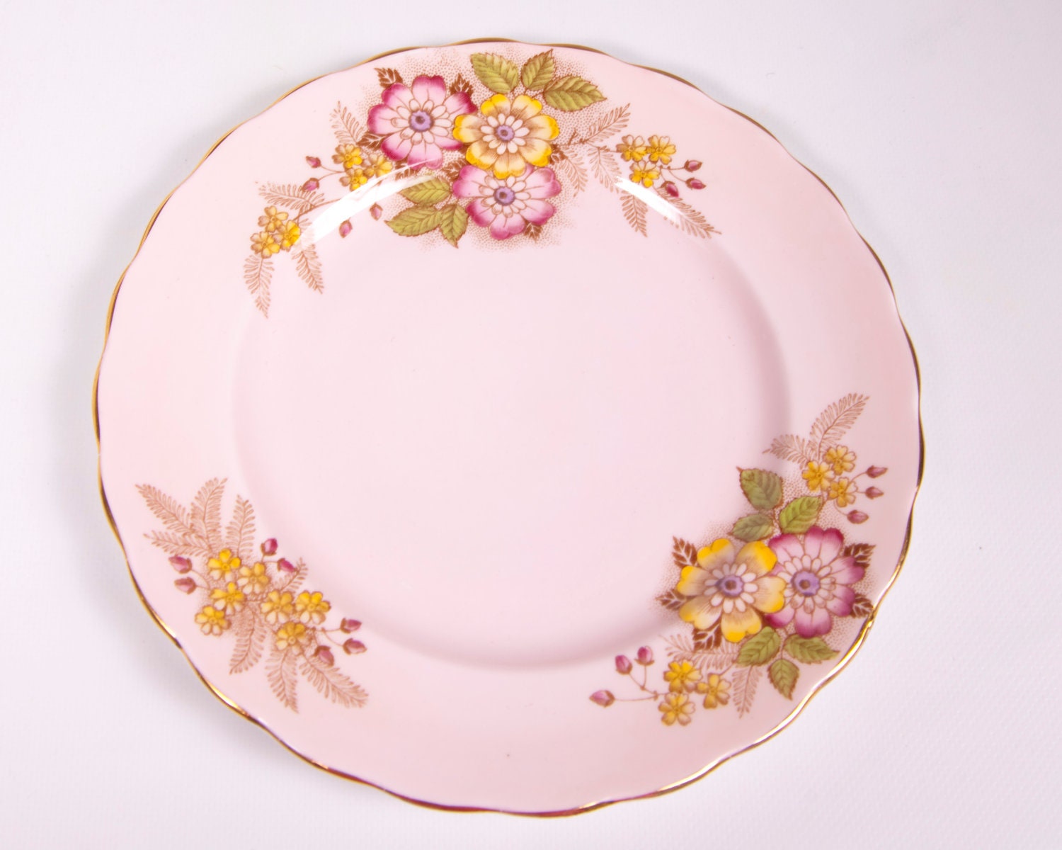 Vintage Rosina Pink Plate Flowered Bone China Made in England