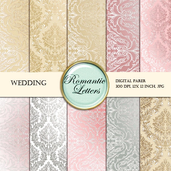 Digital Scrapbook paper wedding digital Background paper pack