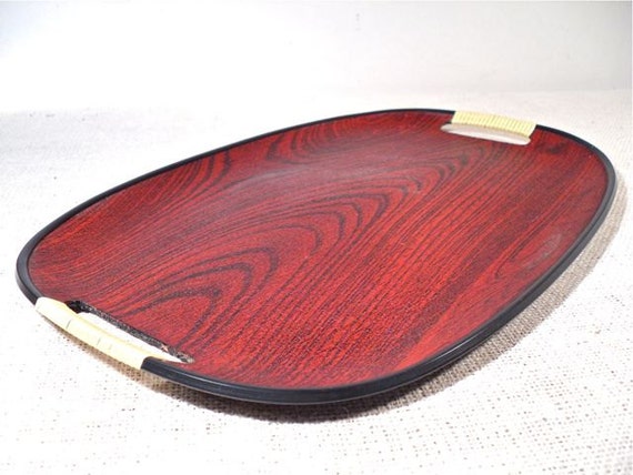 Oval Japanese Tea Tray Faux Bois Serving Tray by perfectpatina