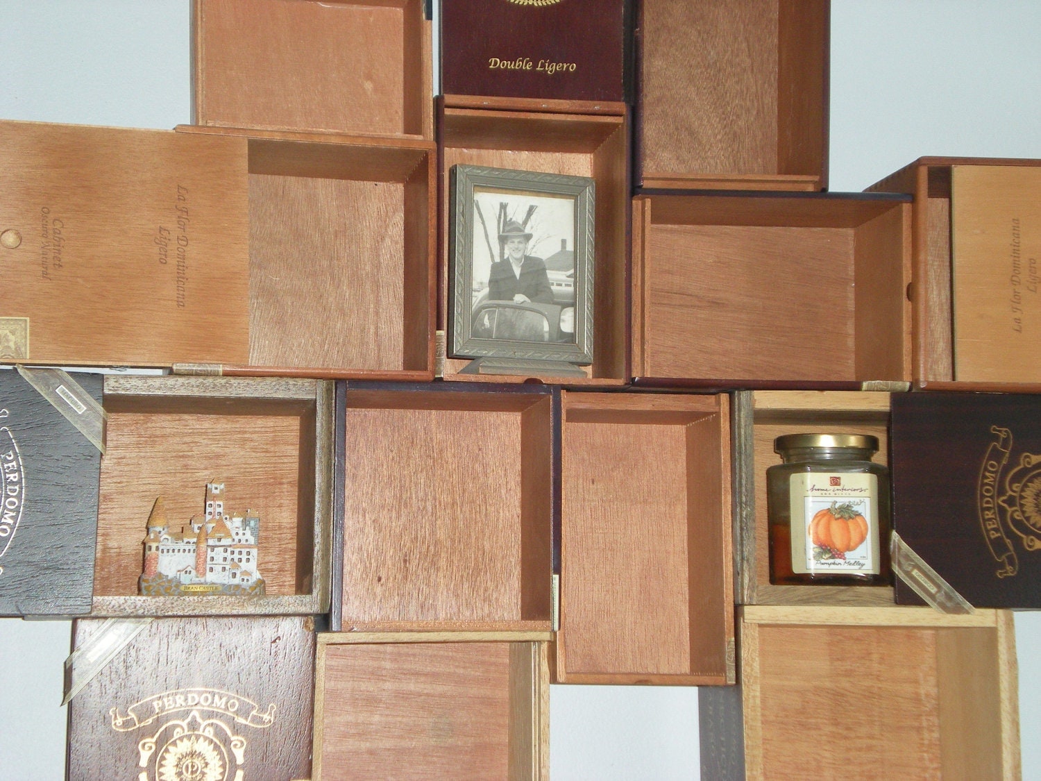 Vintage Wooden Cigar Box Curio Shelf