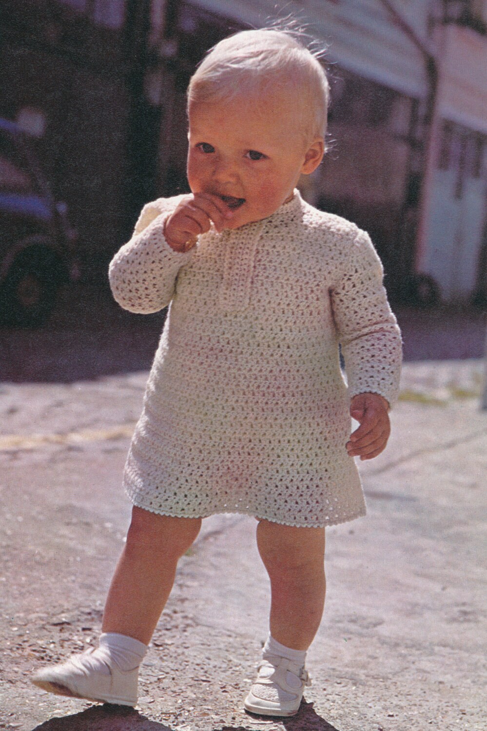 Vintage Retro 1960s Baby / Toddler Lacy TUNIC DRESS & Matching