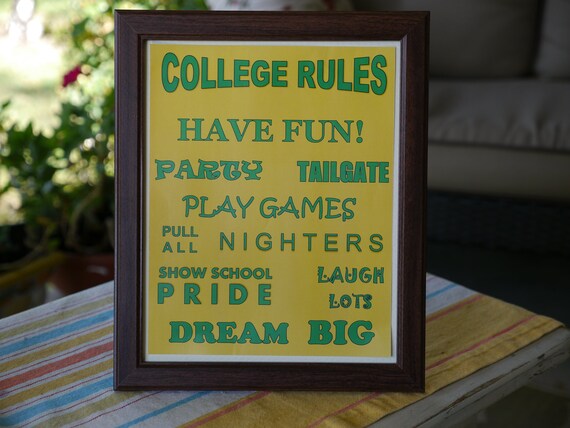 Items similar to College Rules Framed Sign on Etsy