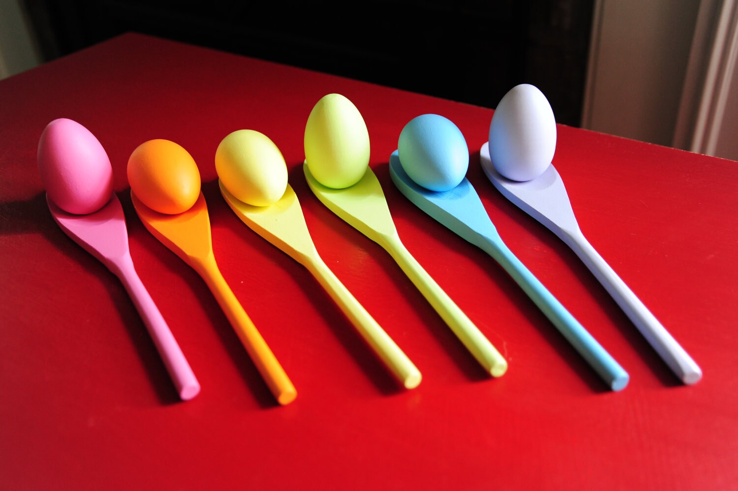 Wooden Pastel Rainbow SPOONS ONLY for Spoon & Egg Balancing