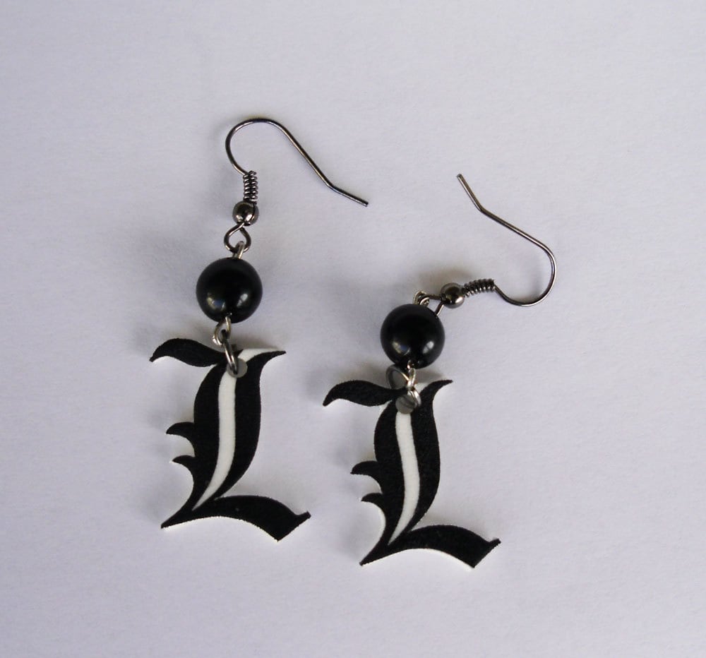 L Death Note earrings by MyBoxcreations on Etsy