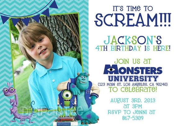 Monsters University Invitation Templates