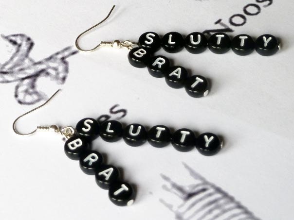 Slutty Brat Earrings For A Bdsm Or 50 Shades Of By Wellwornwords