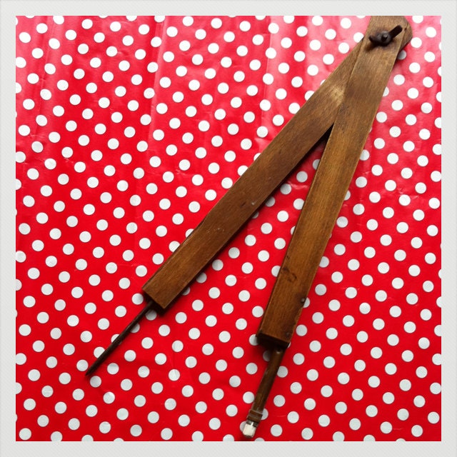 Vintage Chalkboard Compass Wooden Chalk Board Compass School Geometry ...