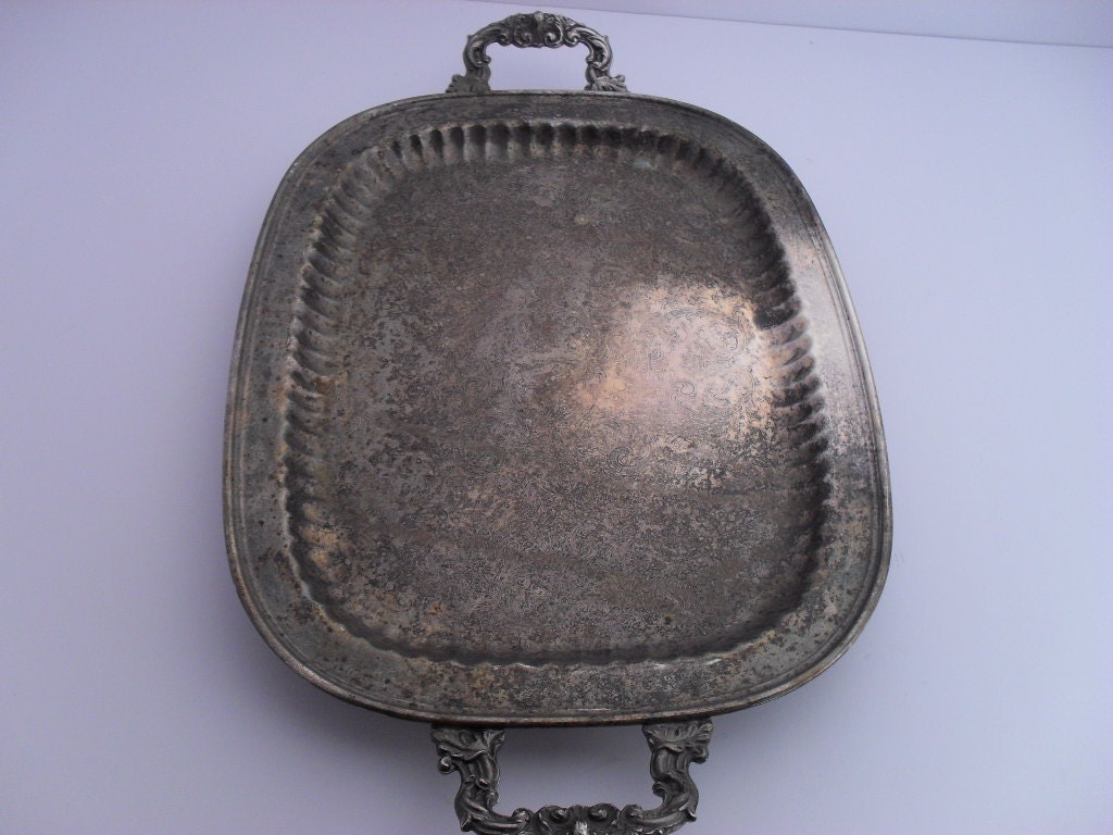Eales 1779 Silver Plated Footed Serving Tray With Handles Eales 1779 Silver Plated Footed Serving Tray With Handles