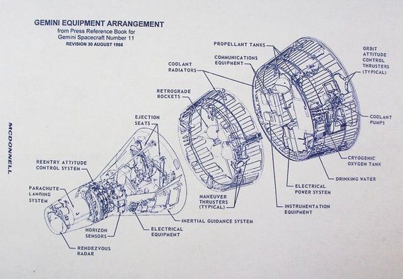 Gemini Capsule Exploded View Blueprint by BlueprintPlace on Etsy