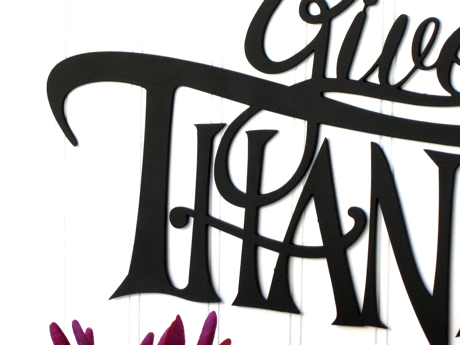 Give Thanks Thanksgiving Metal Sign Black 15x10.5 Autumn