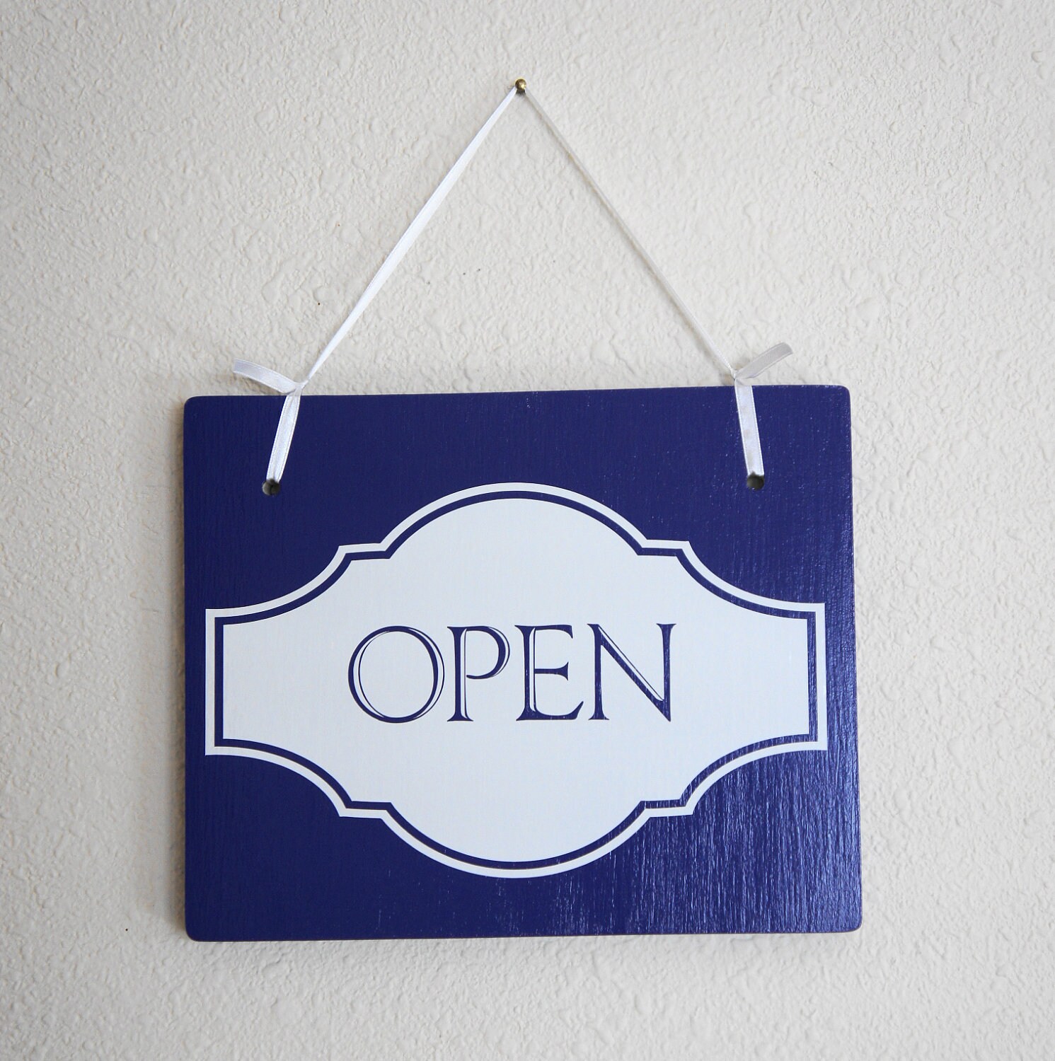 Cute Open / Closed Business Purple and White Sign Double Sided
