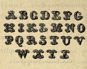 Printable Graphic Roman Style Letters by VintageRetroAntique