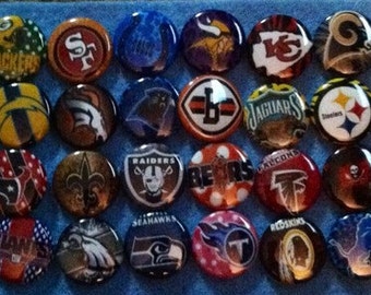 NFL Football 1 inch round flat back buttons, hairbows, crafts ...