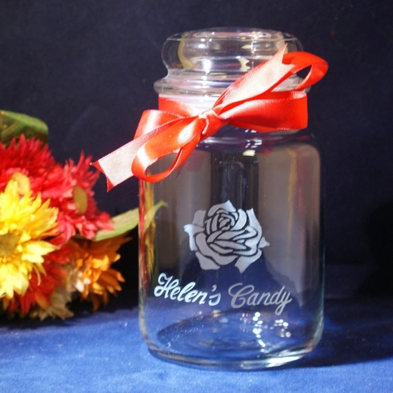 2 Personalized Candy Jars with Custom by FrancesFineEngraving