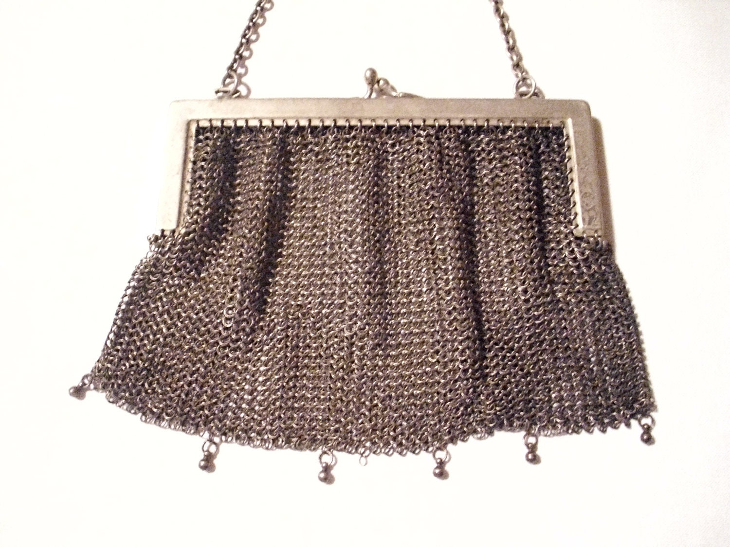 Antique Purse Vintage Mesh Purse Silver ring Alpaca Purse