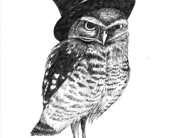 Popular items for pen and ink owl on Etsy