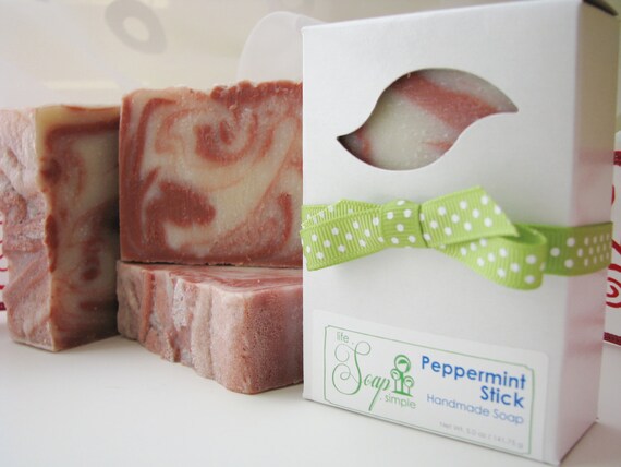 Peppermint Stick Handmade Cold Process Soap With Cocoa Butter