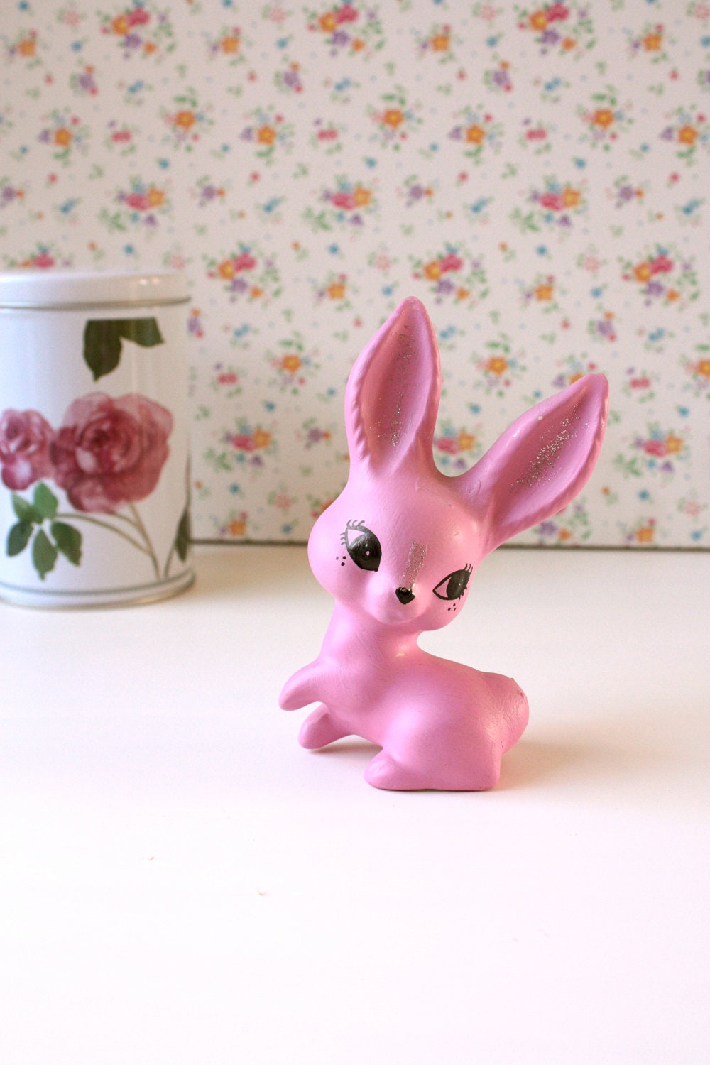 pink rabbit italian vintage figurine