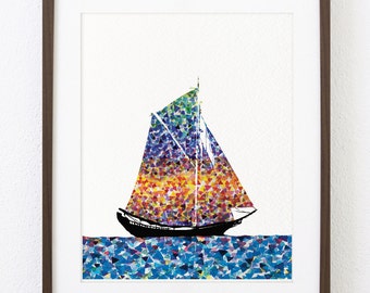 Sailboat watercolor | Etsy