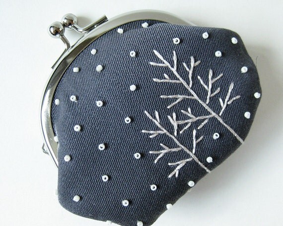 Trees in snow coin purse