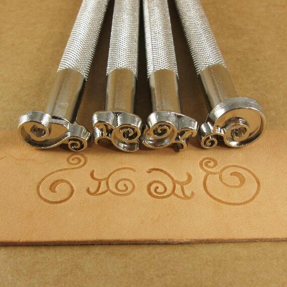Scrolls Leather Stamp Set Set of Four by florestanissupplies