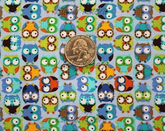 Items similar to Owls Blue and Chevron Stripes Lime, Timeless Treasures ...