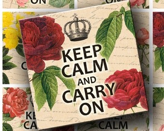 8x10 Digital Images Vintage Keep Calm Carry On Whimsical Rose