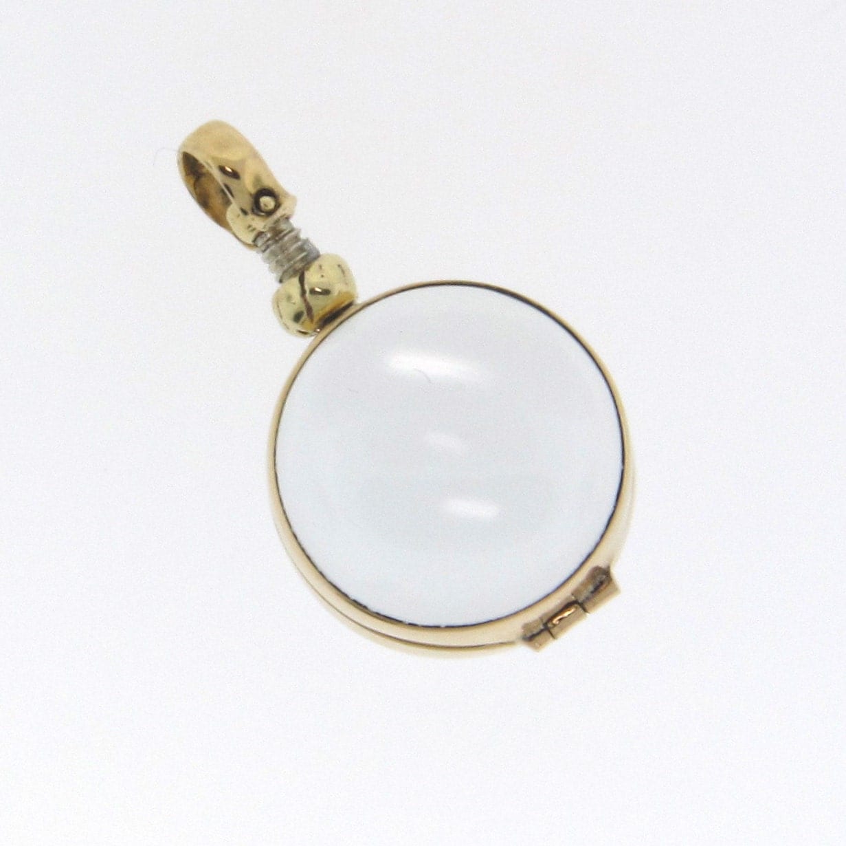 Mini Round Clear Glass Locket Pendant in Gold Brass for