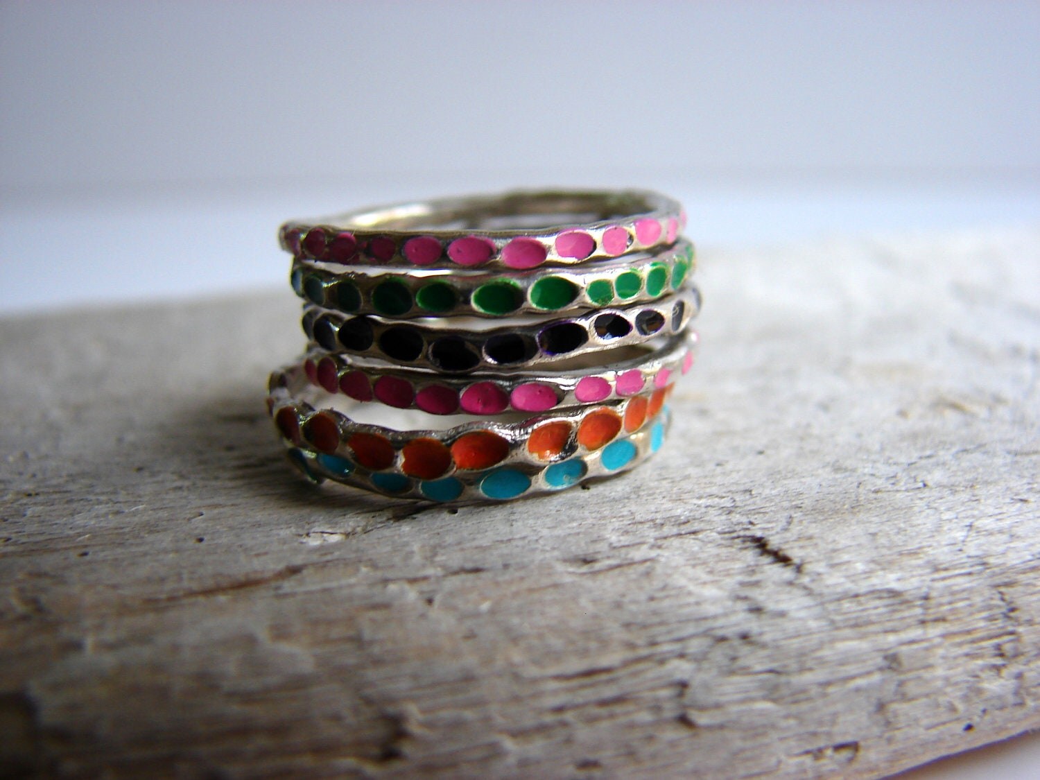Colorful Stackable Rings Sterling Silver Gifts Under 75