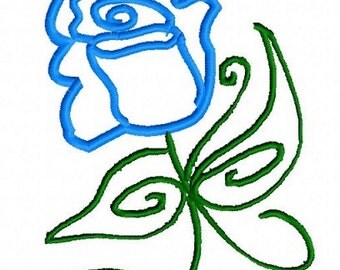 Machine Embroidery Design Peony & Rose Outline Immediate