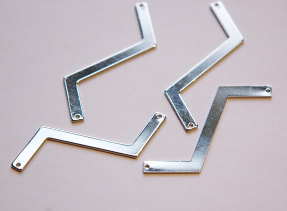 2 Hole Silver Plated Z Shaped Zigzag Connector Pendants 4