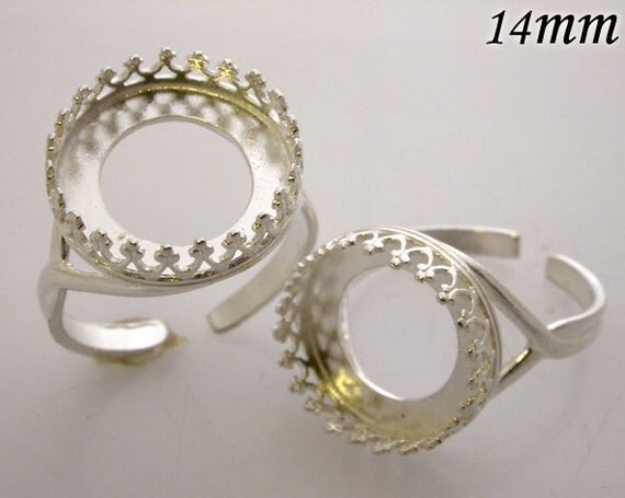 1pcs x Round 14mm Quality Cast Bezel Cup Ring Setting Shiny
