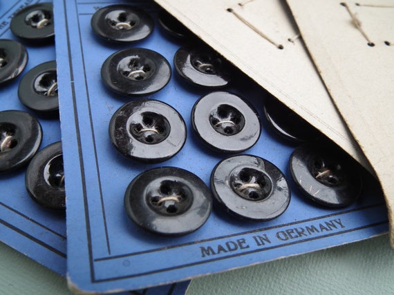 Antique Buttons on Original Card Vintage Black Buttons