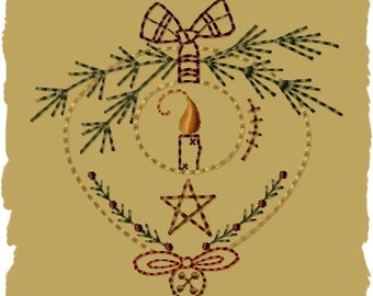 Prim Winter Wreath-Machine Embroidery DesignVersion