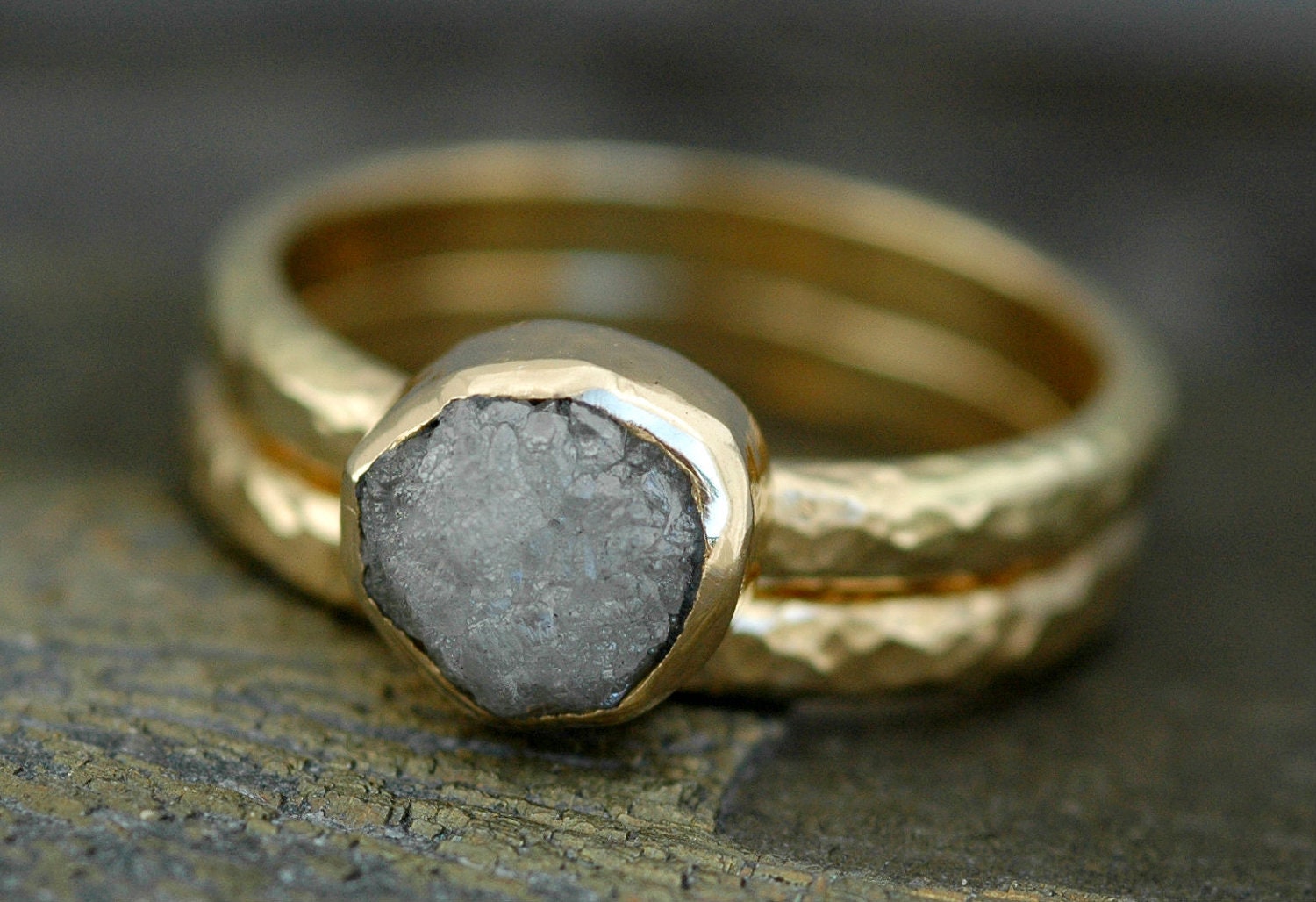 Bezel-Set Rough Large Diamond Engagement Ring and by Specimental