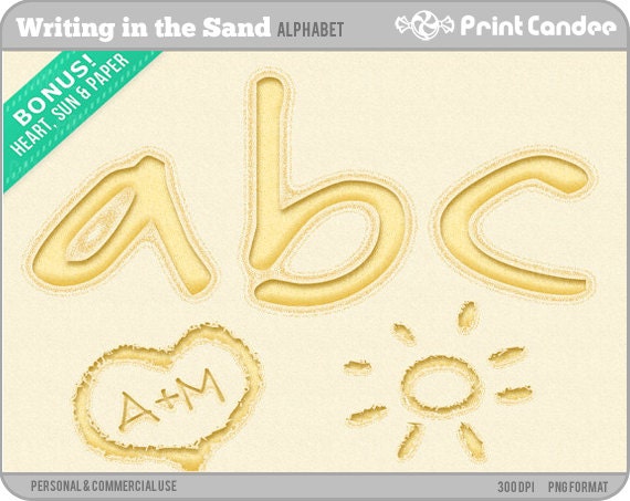 Writing in the Sand Alphabet Digital Clip Art Personal and