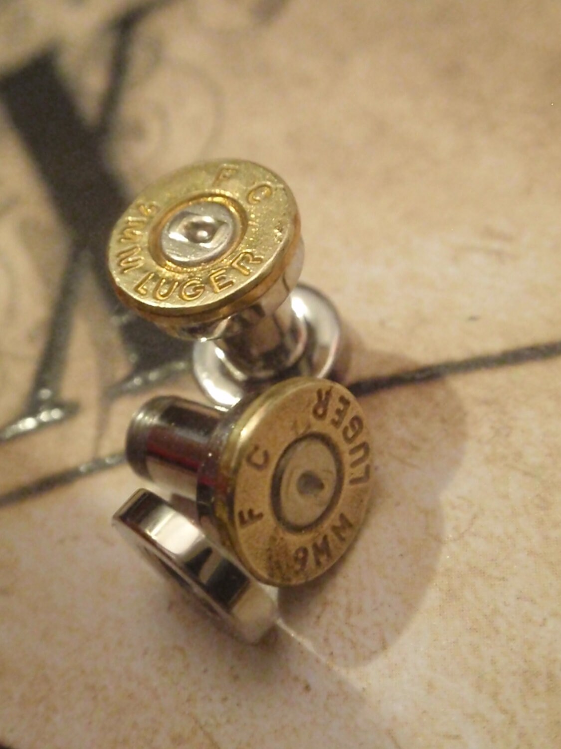 Bullet ear plugs 9mm Bullet Plug Earrings by ArtifactsNRelics