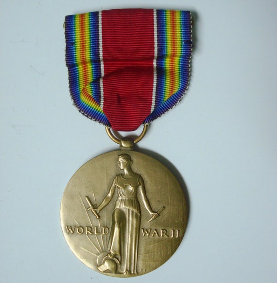 WWII Victory Medal Original 1940s WW2 Military by LuxMeaChristus