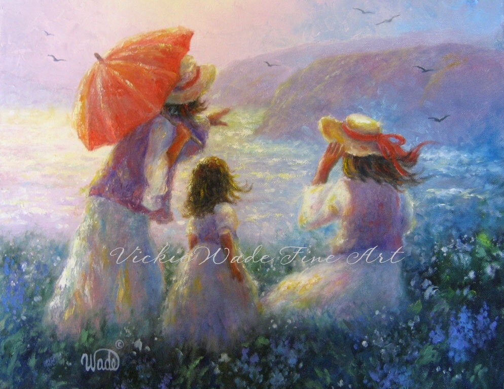 Mother Daughters Art Print mother paintings children at