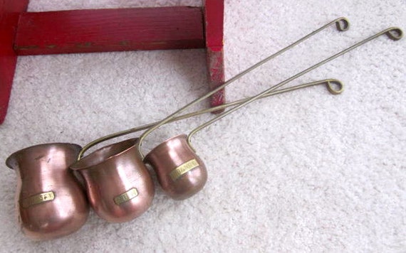 3 Copper Liquor Ladles Dippers Whiskey Rum Brandy Vintage