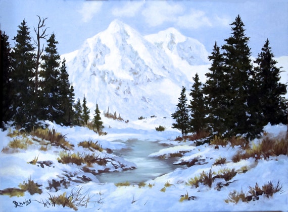 Items similar to Print Snow Scene Beautful Winter Landscape 16 x 20 of ...
