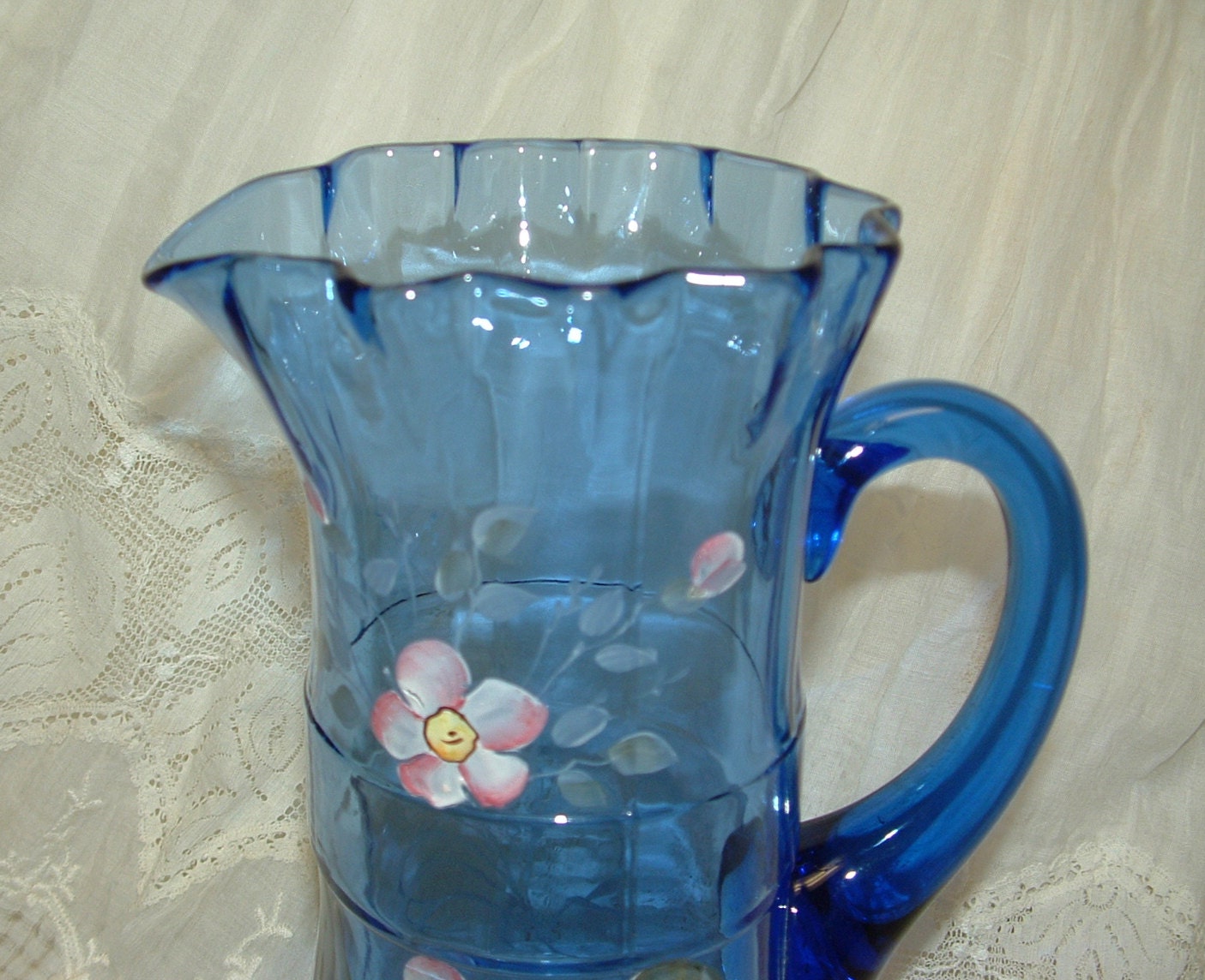 Victorian Cobalt Blue Glass Pitcher by KrsiOnceUponATime on Etsy