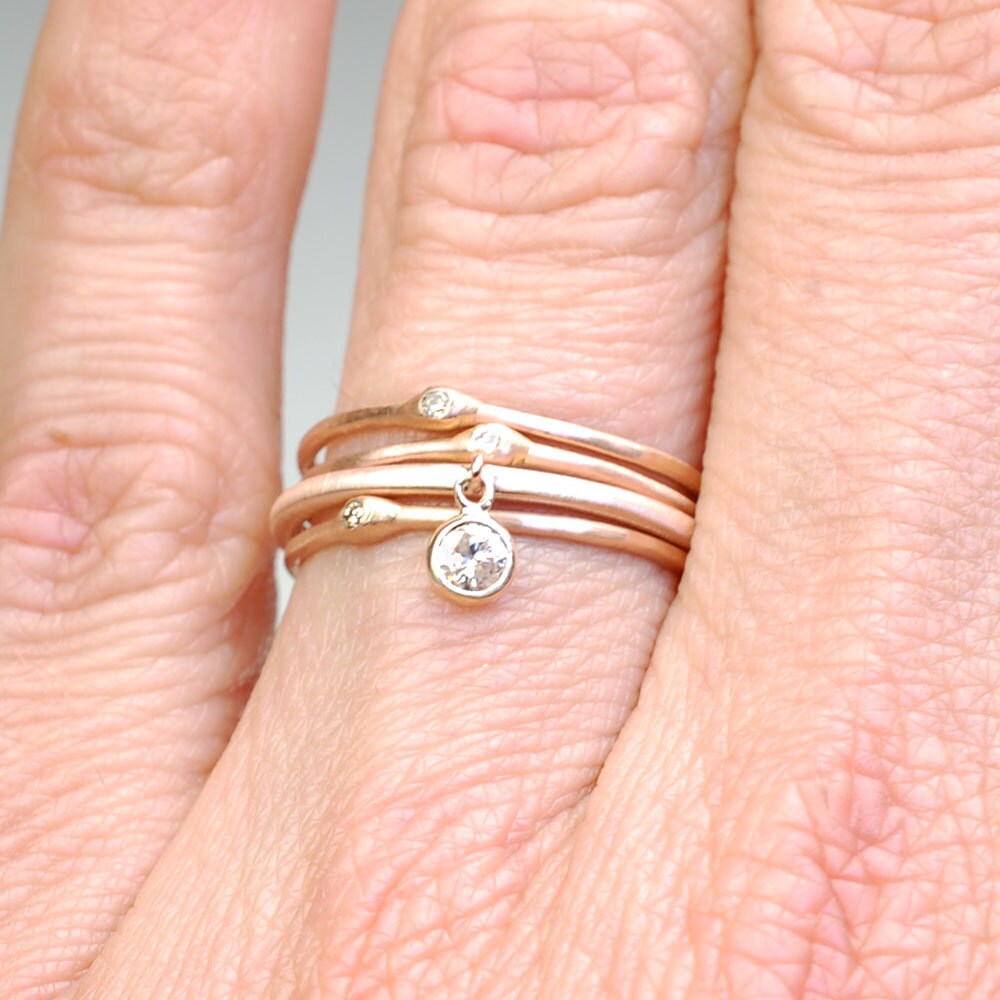 Dangling Diamond Ring Diamond Ring Stacking Ring Gold