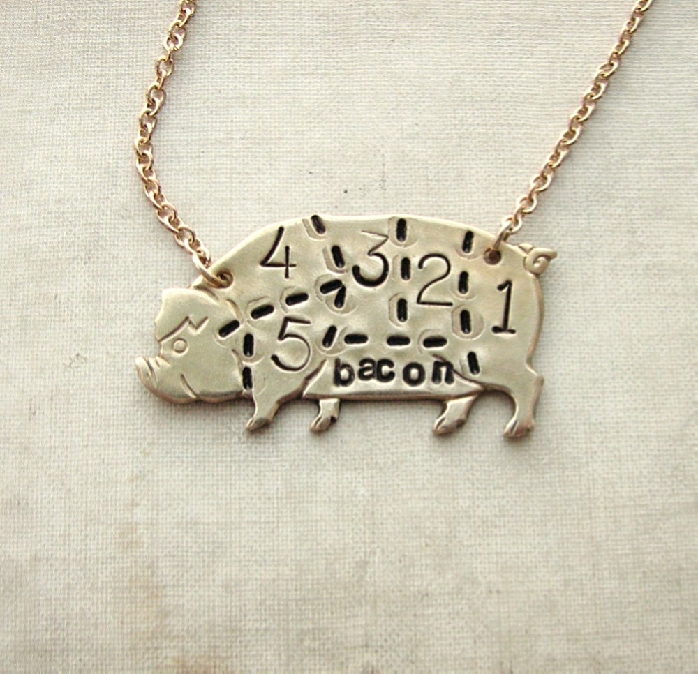 butchers diagram pig necklace cuts of pork hand stamped