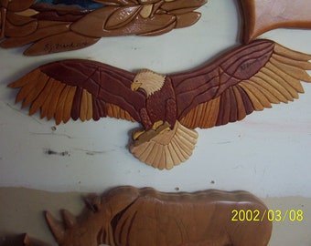 Items similar to Intarsia wall art. made with up to twenty kinds of ...