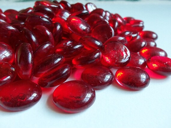 Ruby Red Glass Gems 230 Flat Marbles for Mosaic