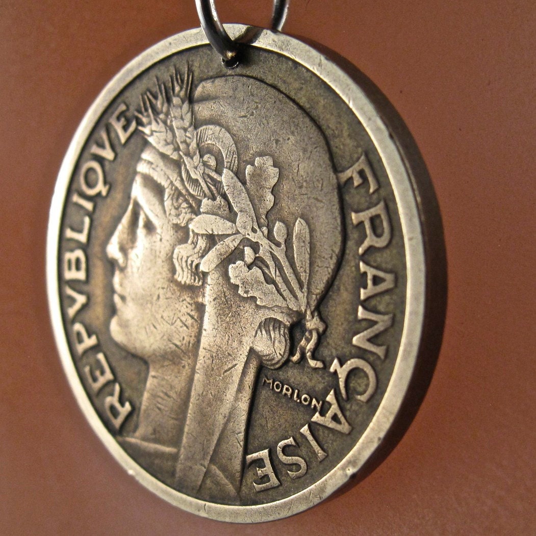 FRANCE COIN necklace. French charm. France jewelry pendant . 2