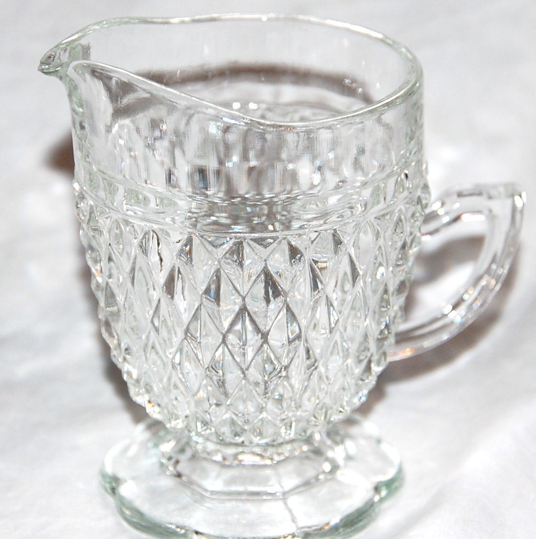 Lovely Vintage Creamer by Indiana Glass Company – Diamond Point Pattern ...
