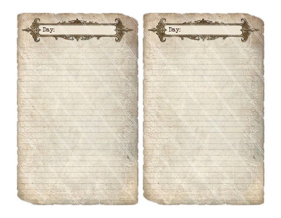 Printable Diary Pages Journal pages Vintage Old Tattered