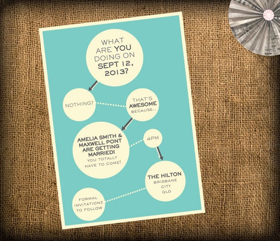 Items similar to Fun Wedding Save the Date Design (printable) - Flow ...